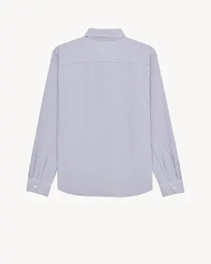 Saint Laurent Cassandre Shirt In Striped Cotton Poplin - Blanc/gris