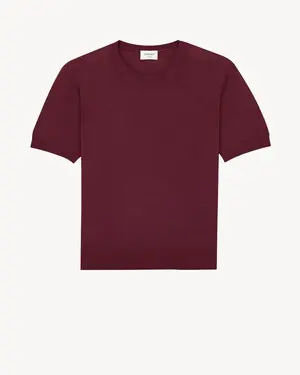 Saint Laurent Crewneck T-shirt In Cashmere, Wool, And Silk - Bordeaux