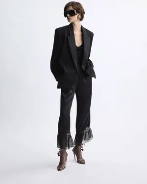 Saint Laurent Grain De Poudre Double-breasted Tuxedo Jacket - Noir