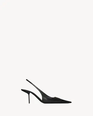 Saint Laurent Smooth Leather Slingback Pumps - Black