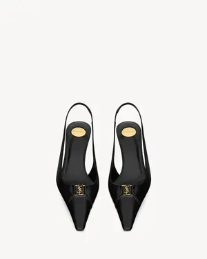 Saint Laurent Smooth Leather Slingback Pumps - Black