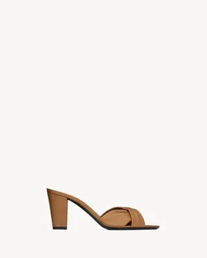 Saint Laurent Franciane Mules In Smooth Leather - Macadamia