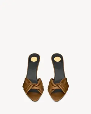 Saint Laurent Franciane Mules In Smooth Leather - Macadamia