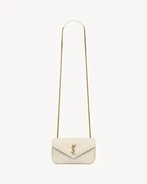Saint Laurent Loulou Mini Lambskin Bag - White