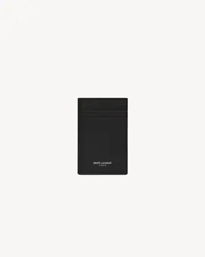 Saint Laurent Bill Clip With Card Case In Grain De Poudre Leather
