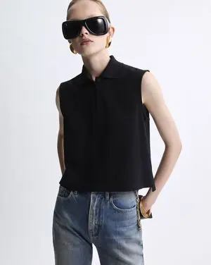 Saint Laurent Cassandre Polo Shirt In Piqu