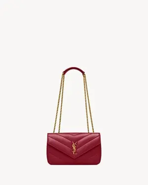 Saint Laurent Loulou Small In Matelassé Lambskin - Deeply Red