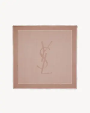Saint Laurent Cassandre Square Scarf In Cashmere And Silk Etamine - Sienna