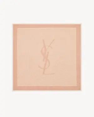 Saint Laurent Cassandre Square Scarf In Cashmere And Silk Etamine - Sienna