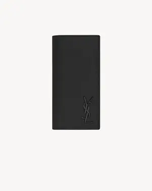Saint Laurent Cassandre Continental Wallet In Grain De Poudre Leather - Black