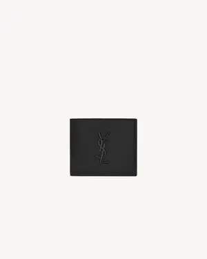Saint Laurent Cassandre East/west Wallet In Grain De Poudre Leather - Black