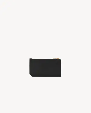 Saint Laurent Tiny Cassandre Zipped Fragments Credit Card Case In Shiny Leather