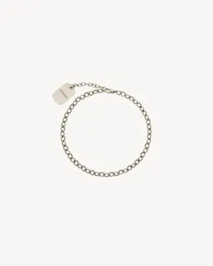 Saint Laurent Ribbed Chain Bracelet In Metal - Oxidized Silver