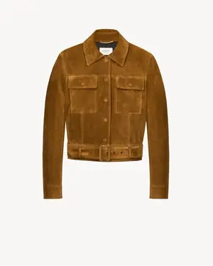 Saint Laurent Vintage Split Leather Belted Jacket