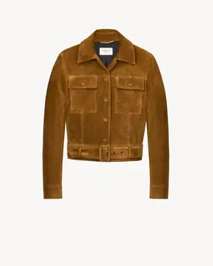 Saint Laurent Vintage Split Leather Belted Jacket