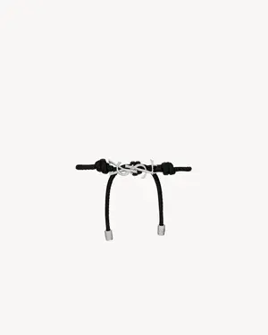 Saint Laurent Cassandre Cord Bracelet - Black And Oxidized Nickel