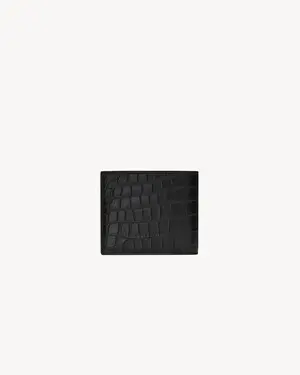 Saint Laurent Tiny Cassandre East/west Wallet With Coin Purse In Crocodile-embossed Matte Leather