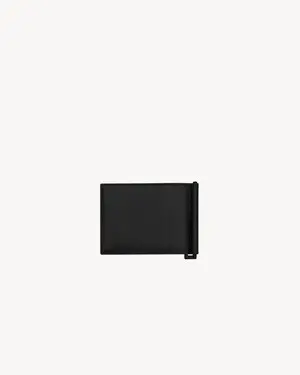 Saint Laurent Tiny Cassandre Bill Clip Wallet In Matte Leather - Black