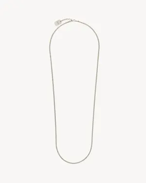 Saint Laurent Long Herringbone Chain Necklace - Oxidized Silver
