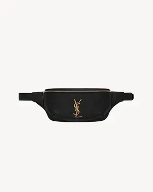 Saint Laurent Cassandre Classic Belt Bag In Grain De Poudre Embossed Leather - Black