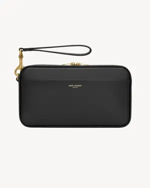 Saint Laurent Travel Pouch In Smooth Leather - Black