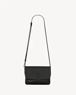 Saint Laurent Niki Small Messenger In Grained Leather - Black
