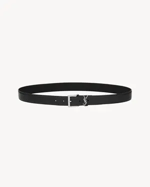 Saint Laurent Cassandre Vadim Belt In Smooth Leather - Black