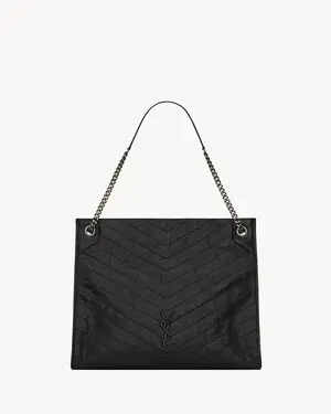 Saint Laurent Niki Large Shopping Bag In Crinkled Vintage Leather