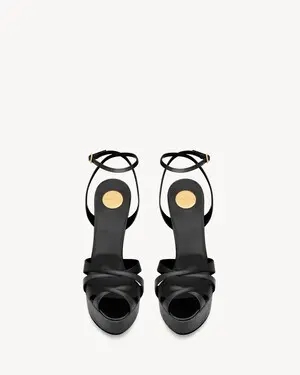 Saint Laurent Platform Sandals In Satin Crepe - Black