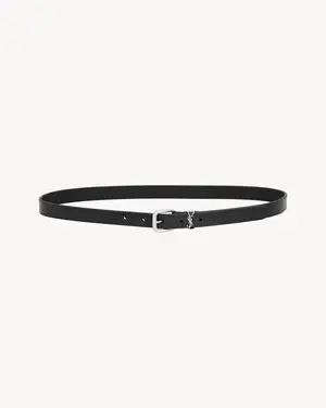 Saint Laurent Cassandre Rectangular Buckle Belt In Leather
