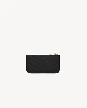 Saint Laurent Cassandre Matelassé Key Pouch In Smooth Leather - Black
