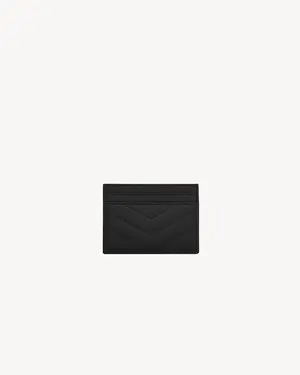 Saint Laurent Cassandre Matelassé Card Case In Grain De Poudre Leather - Black
