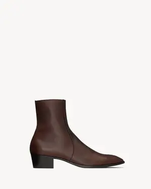 Saint Laurent Stanton Boots In Grained Leather - Paris Brown
