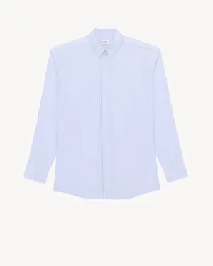 Saint Laurent Broad-shoulder Shirt In Striped Cotton Poplin