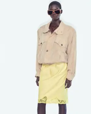 Saint Laurent Laced Half-slip Skirt In Cotton And Silk