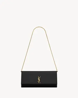 Saint Laurent Kate Clutch In Grain De Poudre Leather - Black