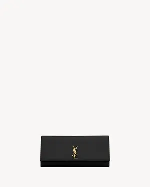 Saint Laurent Kate Clutch In Grain De Poudre Leather - Black