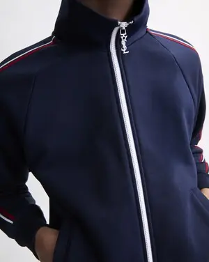 Saint Laurent Track Jacket In Cotton And Nylon With Contrast Piping