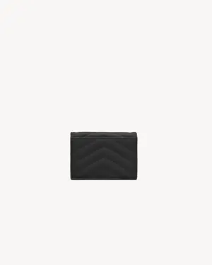 Saint Laurent Cassandre Matelassé Business Card Case In Grain De Poudre Leather