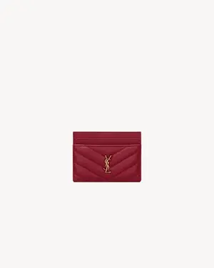 Saint Laurent Cassandre Card Case In Lambskin - Deeply Red