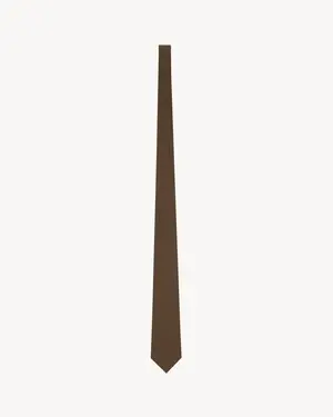 Saint Laurent Silk Satin Tapered Neck Tie - Brown