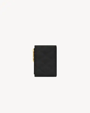 Saint Laurent Cassandre Bijou Bi-fold Wallet In Grain De Poudre Leather - Black