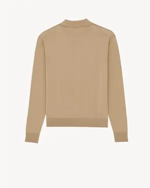 Saint Laurent Polo In Silk And Cotton Knit - Camel Clair