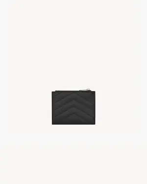 Saint Laurent Cassandre Matelassé Bi-fold Wallet In Grain De Poudre Leather - Black