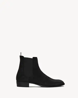 Saint Laurent Wyatt Chelsea Boots In Suede - Black