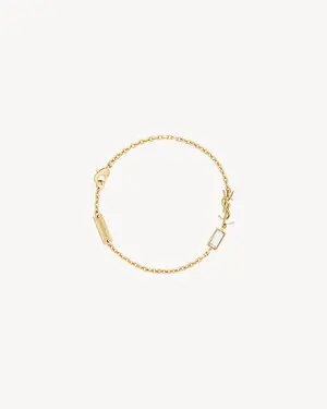 Saint Laurent Cassandre Charm Bracelet In Metal And Rhinestone - Crystal And Gold