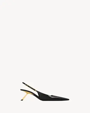 Saint Laurent Lee Slingback Pumps In Patent Leather - Black