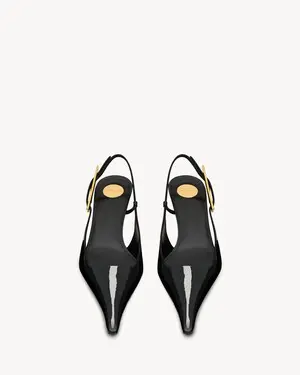 Saint Laurent Lee Slingback Pumps In Patent Leather - Black