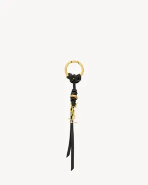 Saint Laurent Cassandre Keyring In Leather - Black