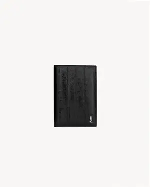 Saint Laurent Tiny Cassandre Passport Case In Eel - Black